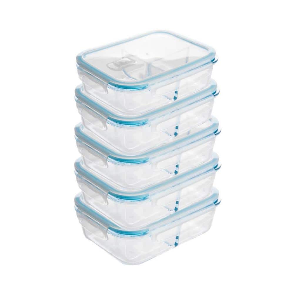 LEXI HOME 51 Oz. 3-Compartment Borosilicate Glass Food Storage ...