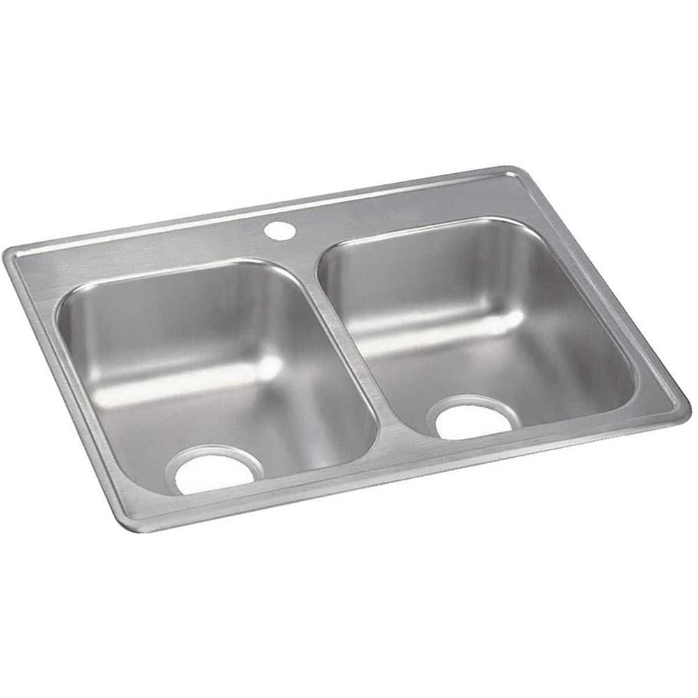 Elkay Dayton 25 in. Drop-in Double Bowl 22 Gauge Stainless Steel ...