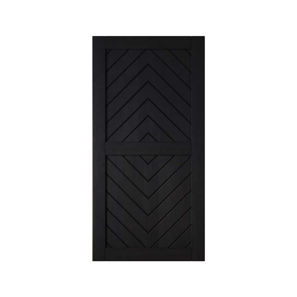 HOMACER JT2 36 in. x 80 in. C-Panel Solid Core Black Fishbone Design ...