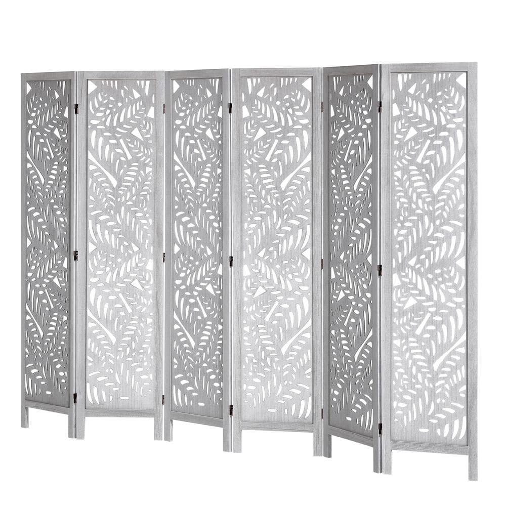 SVOPES Wood Room Divider, 6 Panel Folding Privacy Screen, 66.9 in. Tall ...