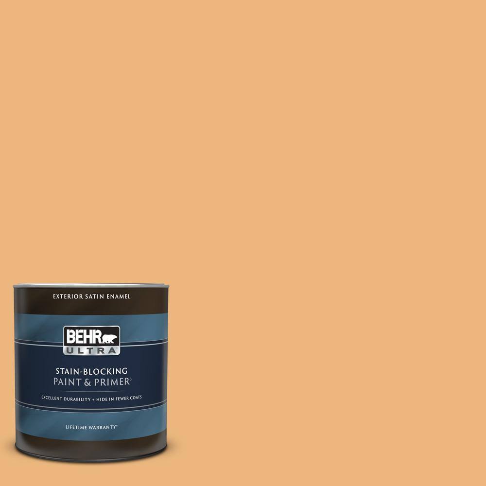 BEHR ULTRA 1 qt. #ICC-100 Eastern Amber Satin Enamel Exterior Paint ...