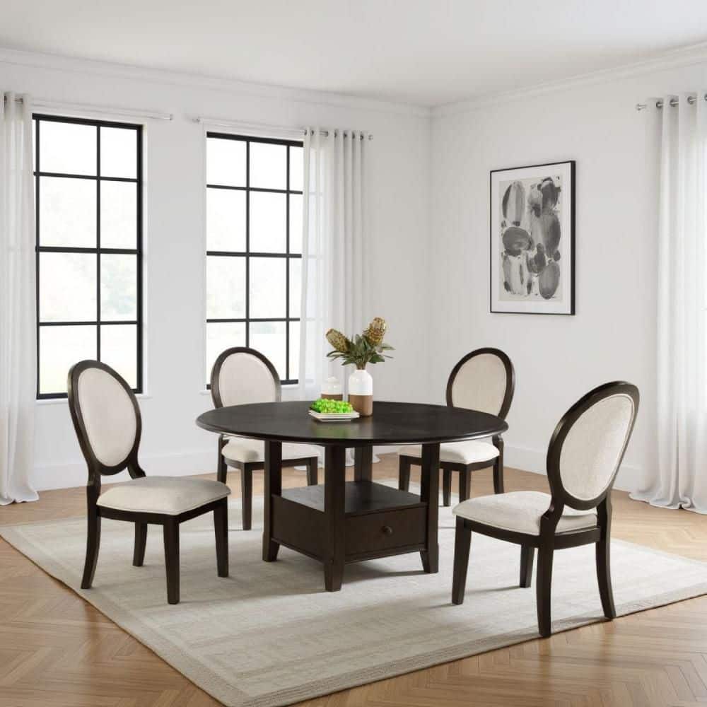 Benjara Tipa Dark Cocoa Brown and Bronze Wood 60 in. 4 Legs Dining Table Seats 6 BM329126 - The ...