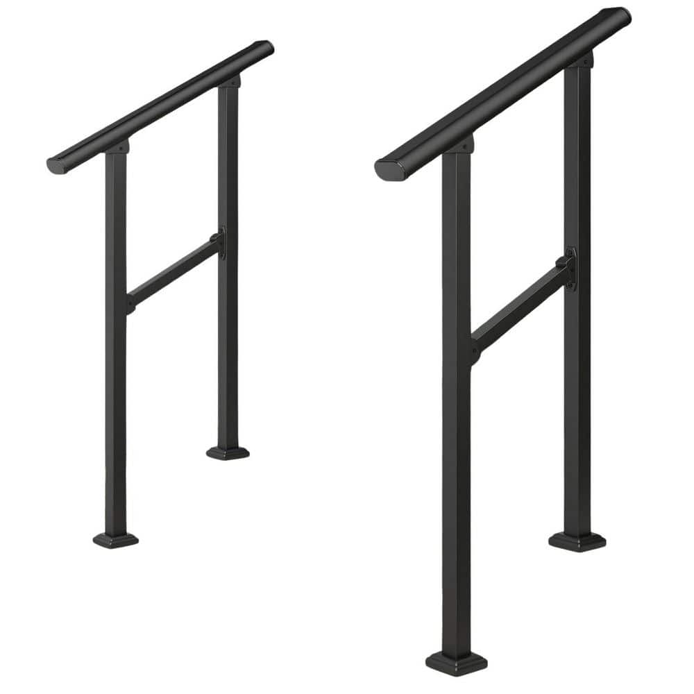 Afoxsos 2 Pack Black Metal Outdoor Step Handrails Safety Adjustable ...