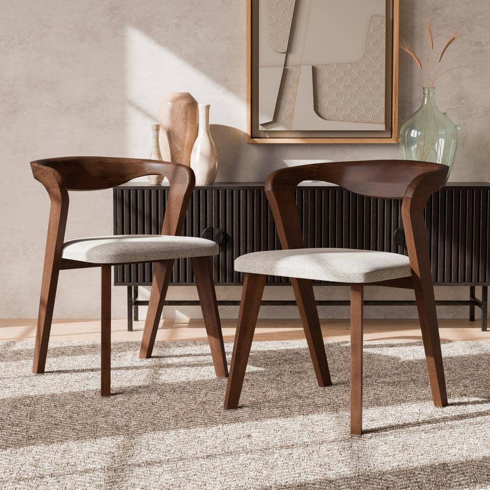 Furniture of America Shelun II Rich Walnut Fabric Upholstered Dining ...