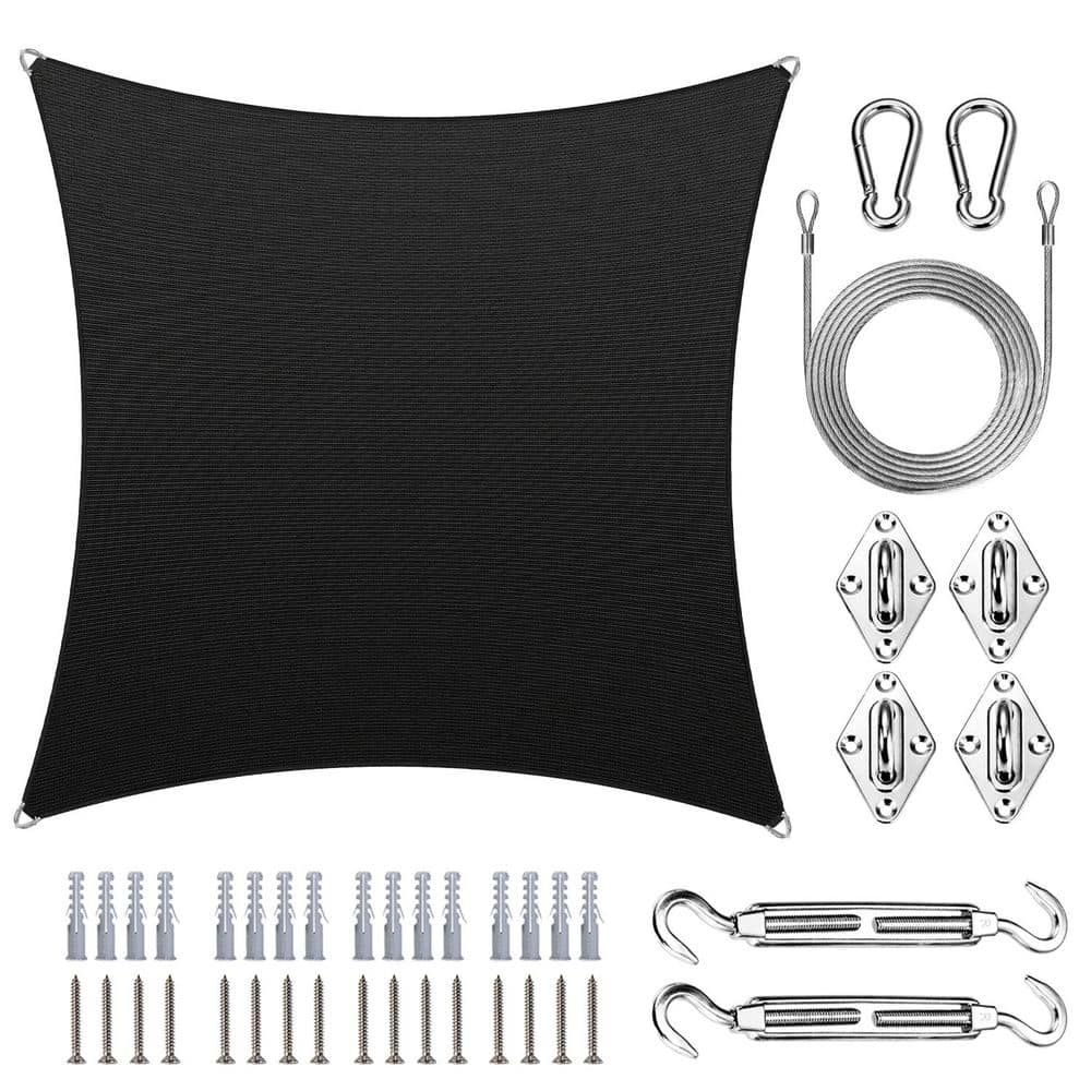 AMGO Pro Ring 22 ft. x 22 ft. Square Sun Shade Sail with Hardware Kit ...