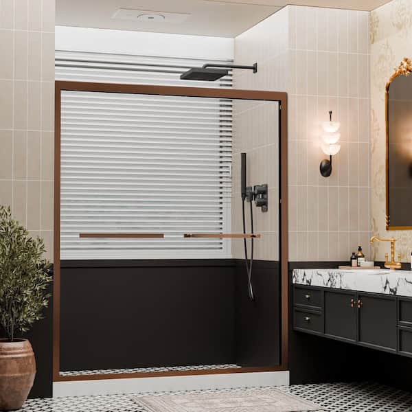Reviews for Peorsily 50 in. - 54 in. W x 72 in. H Double Sliding Framed ...
