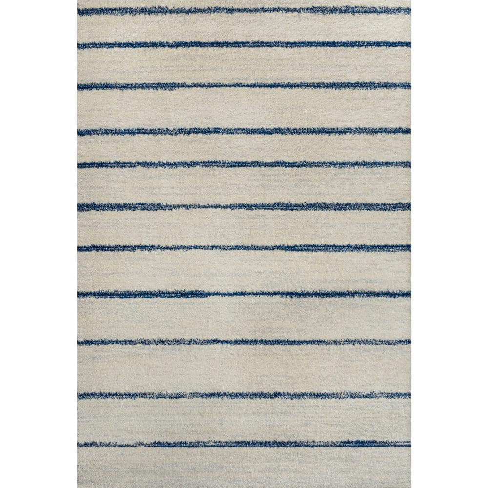 JONATHAN Y Williamsburg Minimalist Stripe Cream/Navy 8 ft. x 10 ft ...