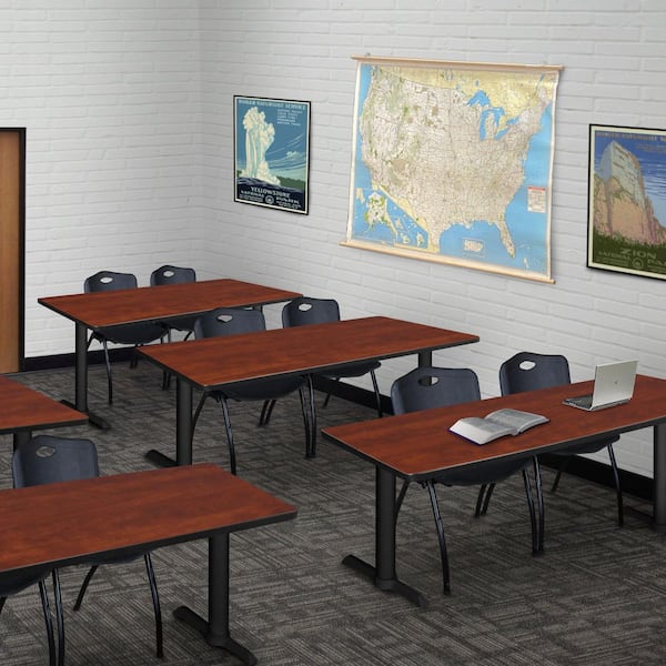 Regency Kobe 66 in x 24 in. Cherry T-Base Training Seminar Table Desk ...