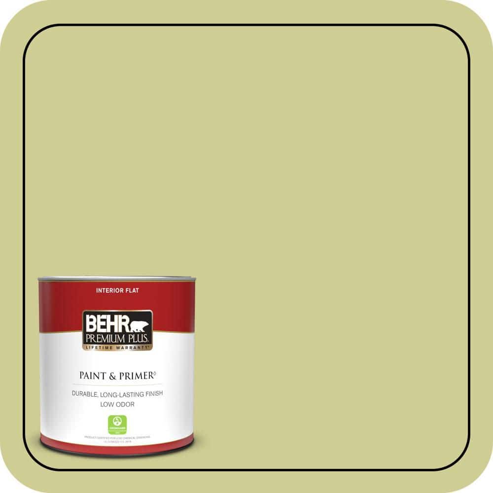 BEHR PREMIUM PLUS 1 qt. #M340-4 Wasabi Flat Low Odor Interior Paint ...