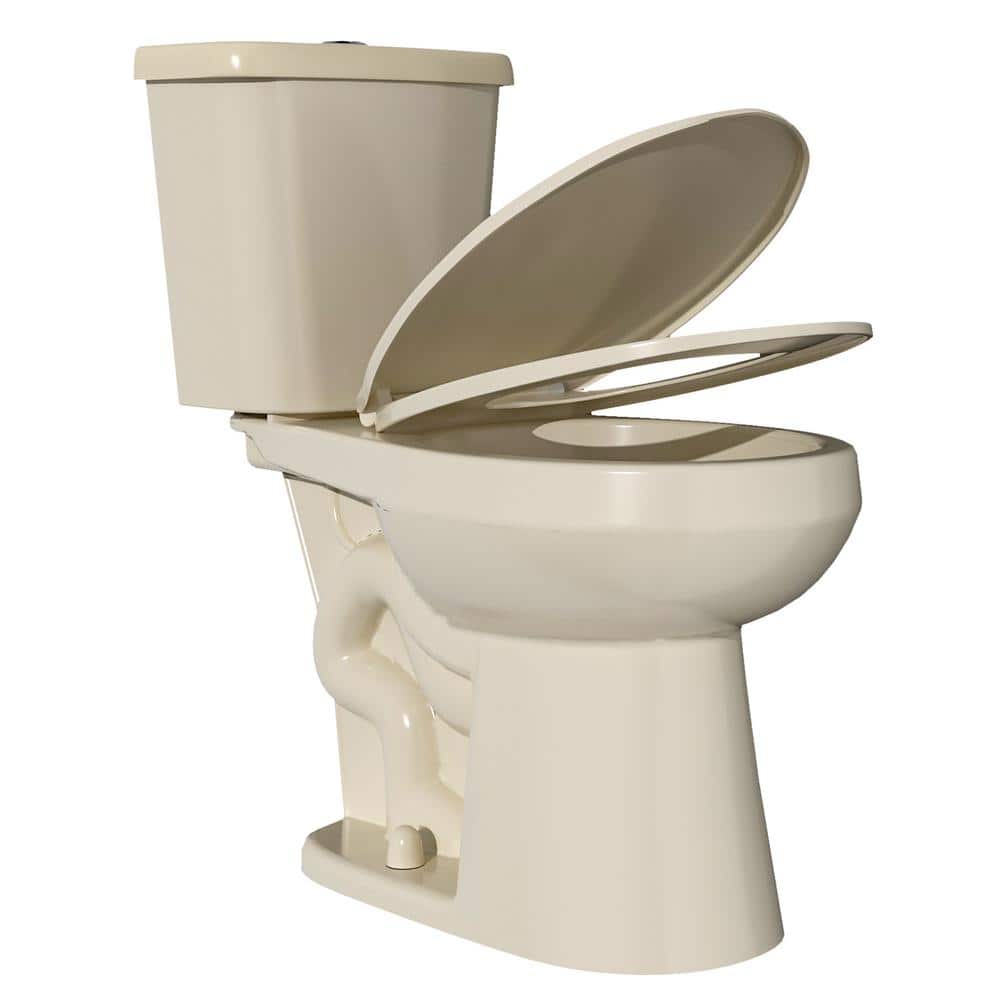 Vomlor Compact ADA Round Toilet Bone 17 in. Chair Height 2-Piece Dual ...