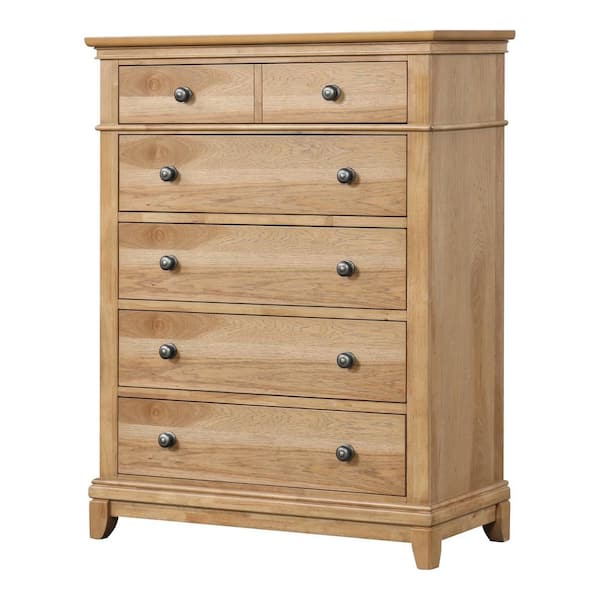 Furniture of America Zeller Natural Oak 5 Drawer 40 in. Chest of Drawers With Cedar Bottom Drawers IDF N7706NT C