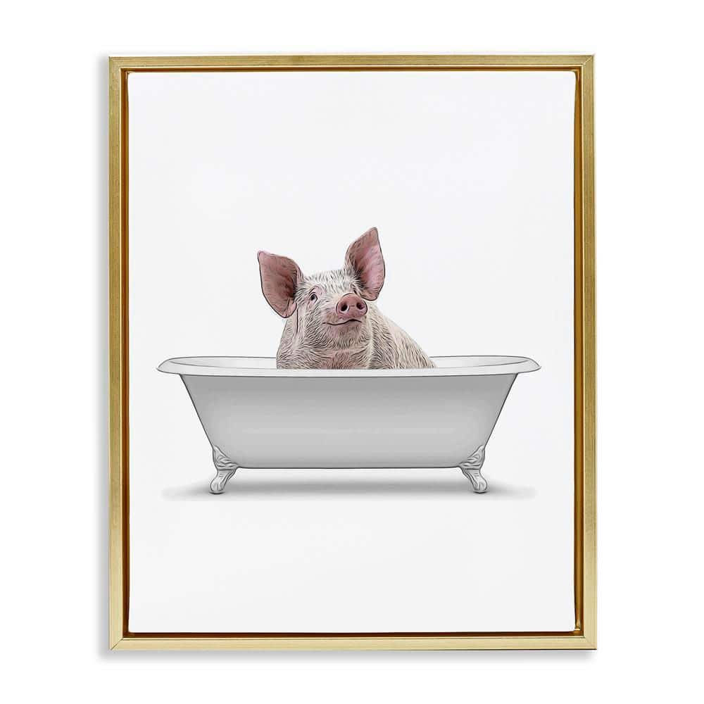 Stupell Industries Traditional Pig in Bath by Annalisa Latella Gold ...