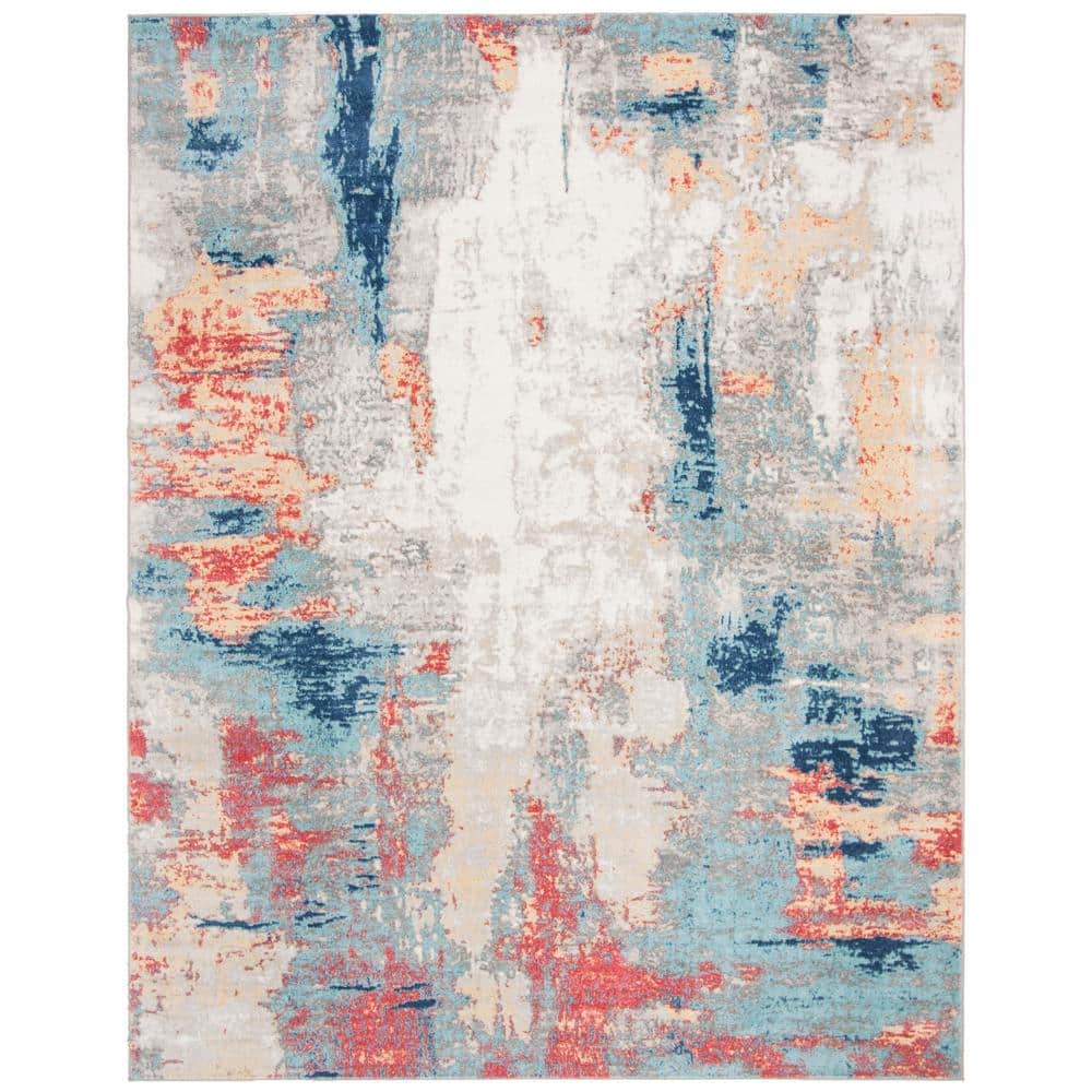 SAFAVIEH Jasper Grey/Red 10 ft. x 13 ft. Abstract Area Rug JSP101C-10 ...