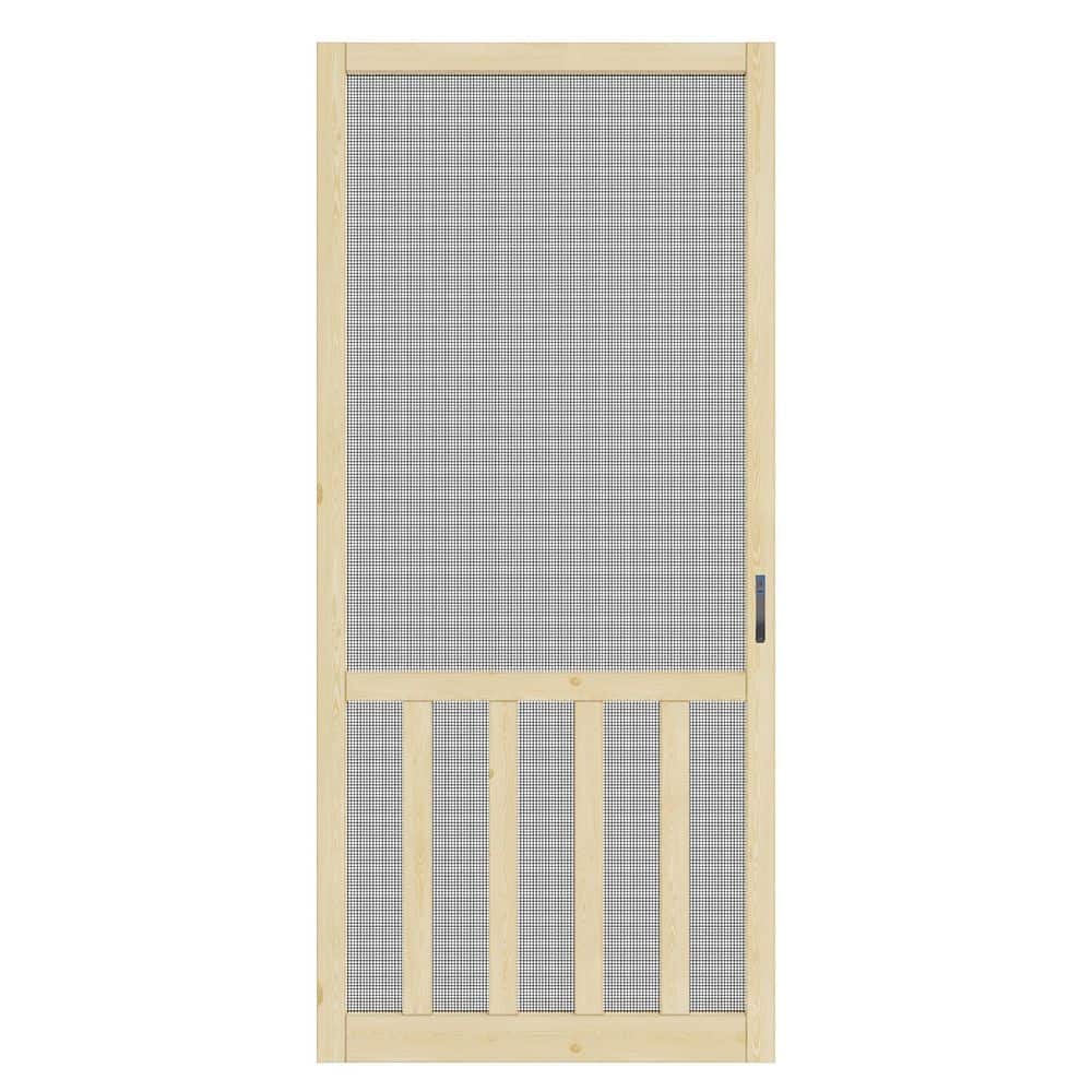 EH PUERTA 36 in. x 80 in. Universal 5-Bar Railing Style Unfinished Pine ...
