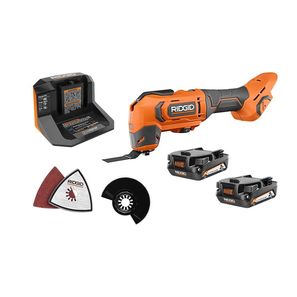 RIDGID 18V Cordless Oscillating Multi-Tool Kit with (2) 2.0 Ah ...