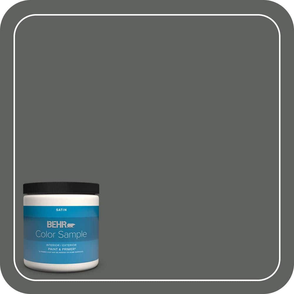 BEHR PREMIUM PLUS 8 oz. #N460-6 Hematite Satin Enamel Interior/Exterior ...