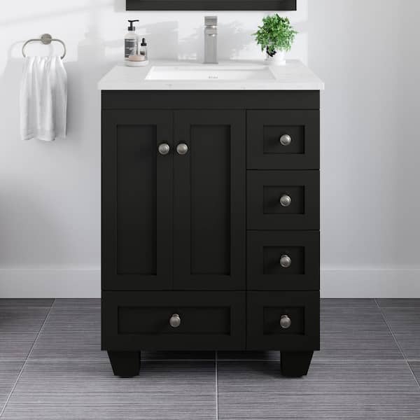 Eviva Acclaim 24 in. Single Sink Espresso Bath Vanity with White ...