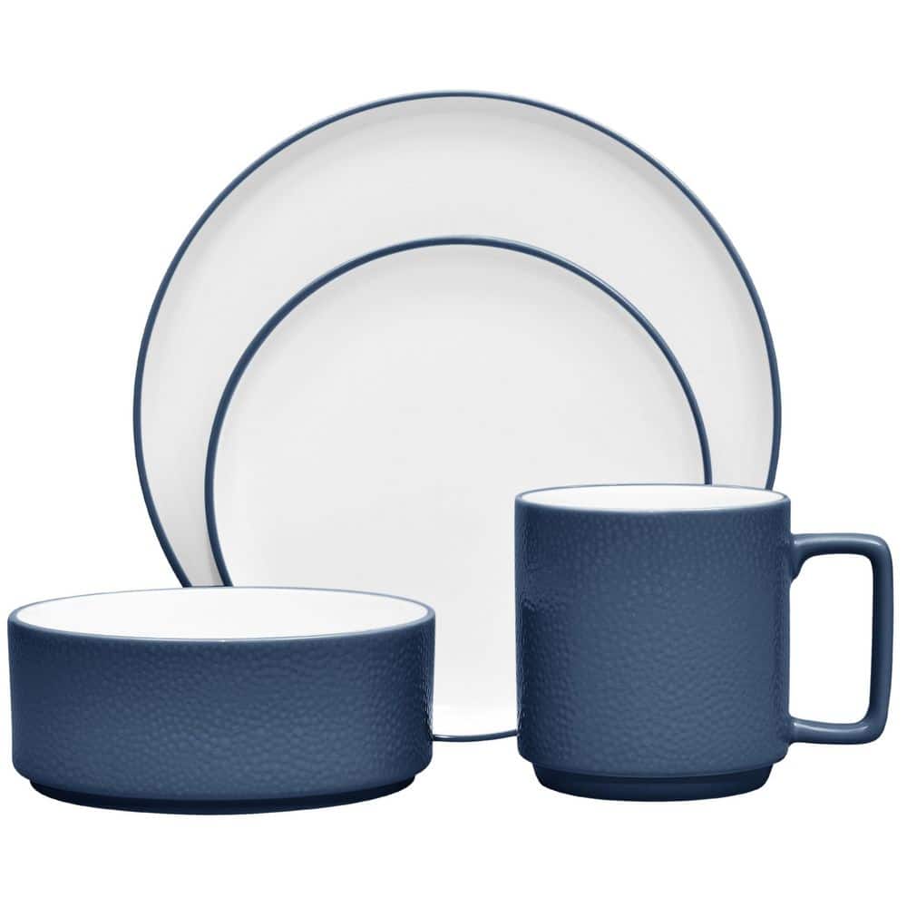 Noritake Colortex Stone Blue Porcelain 4-Piece Place Setting, Service ...