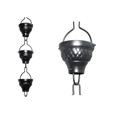 U-nitt 8.5 ft. Large Black Aluminum Sunflower Rain Chain 5502A - The ...