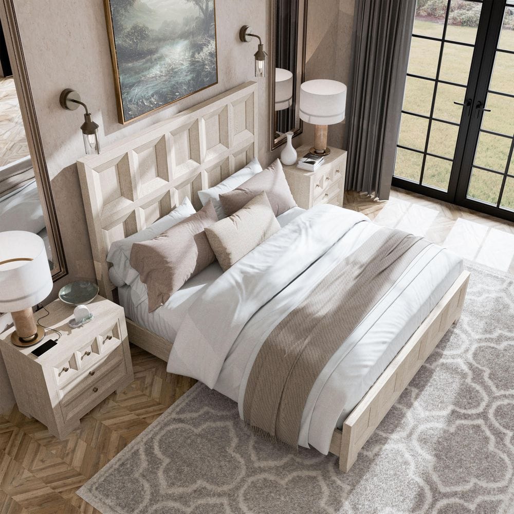 Furniture of America Flonnin 3-Piece Tawny Wood Frame King Panel Bedroom Set with 3-Drawer ...