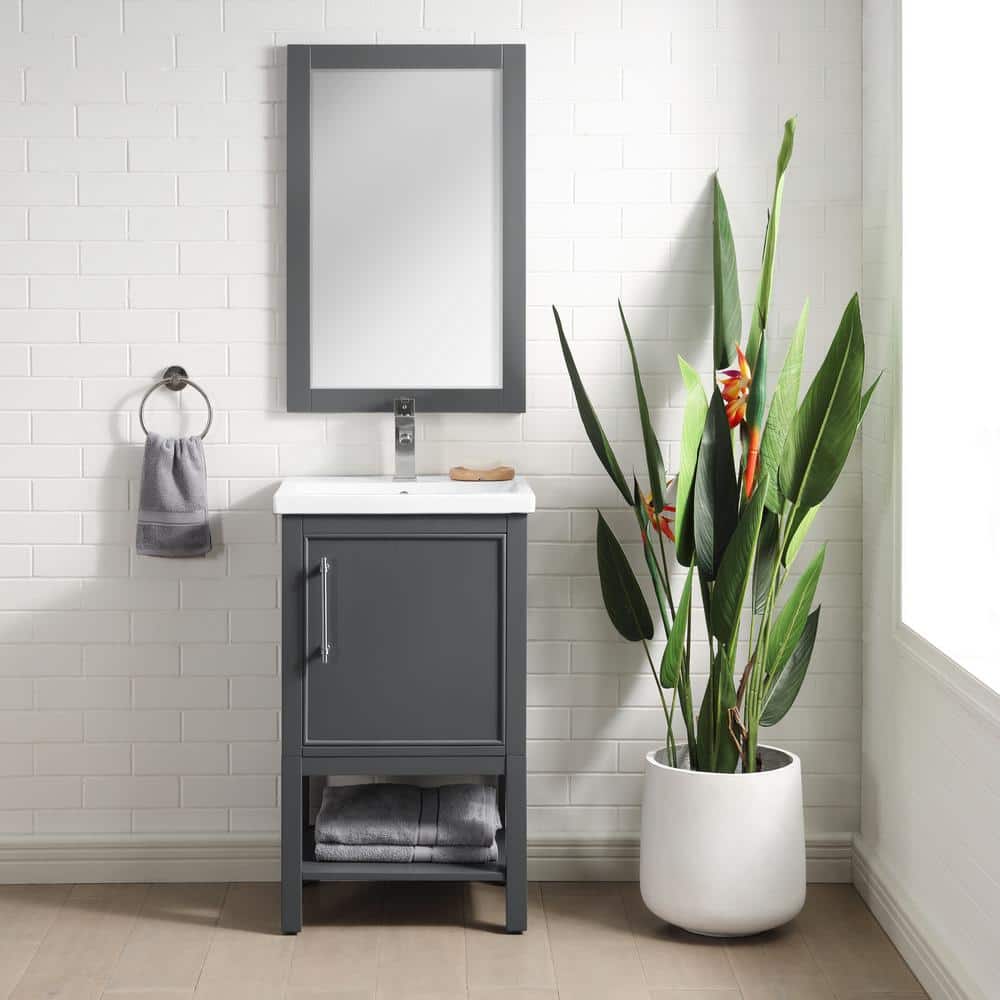 SUDIO Taylor 20 in. W x 15 in. D x 34 in. H Bath Vanity in Dark Gray ...