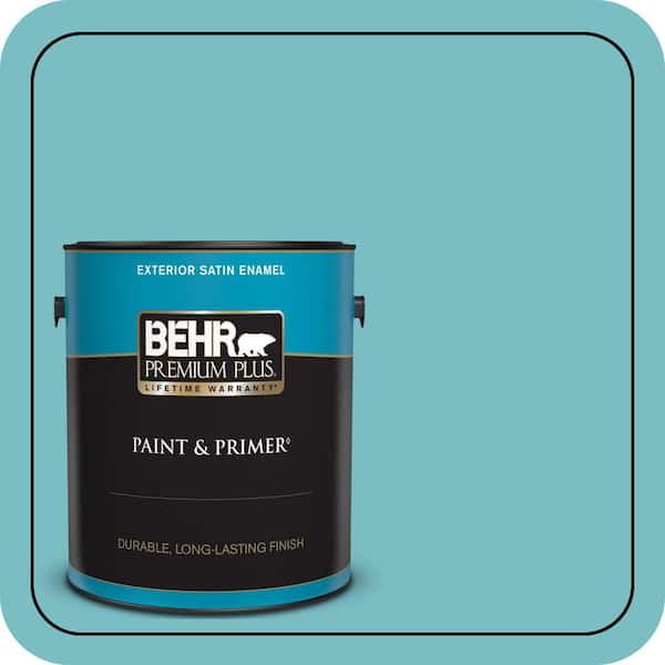 BEHR PREMIUM PLUS 1 gal. #M460-4 Pure Turquoise Satin Enamel Exterior ...