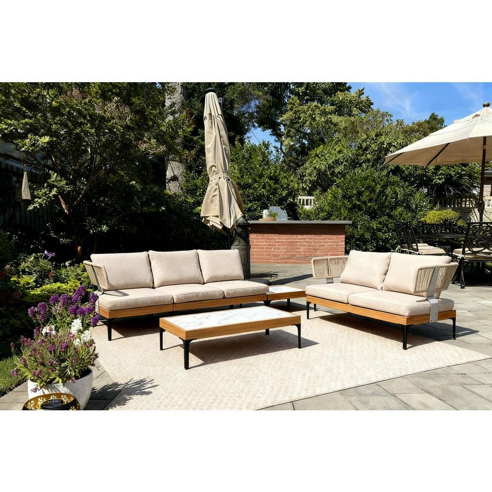 PURPLE LEAF 5 Pieces Patio Conversation Furniture Sets with Loveseat ...