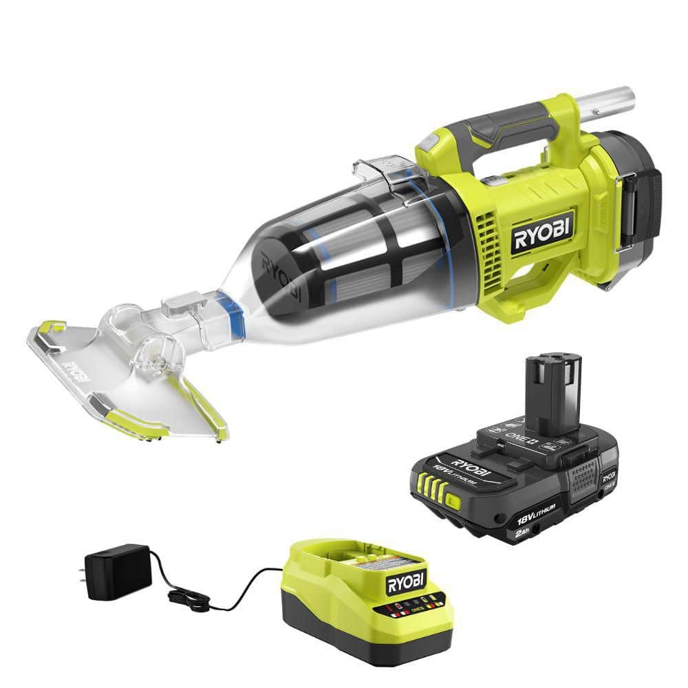 RYOBI ONE+ 18V Handheld Cordless Pool Vacuum Cleaner Kit with 2.0 Ah ...