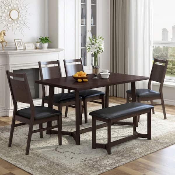 Dark wood table with bench store