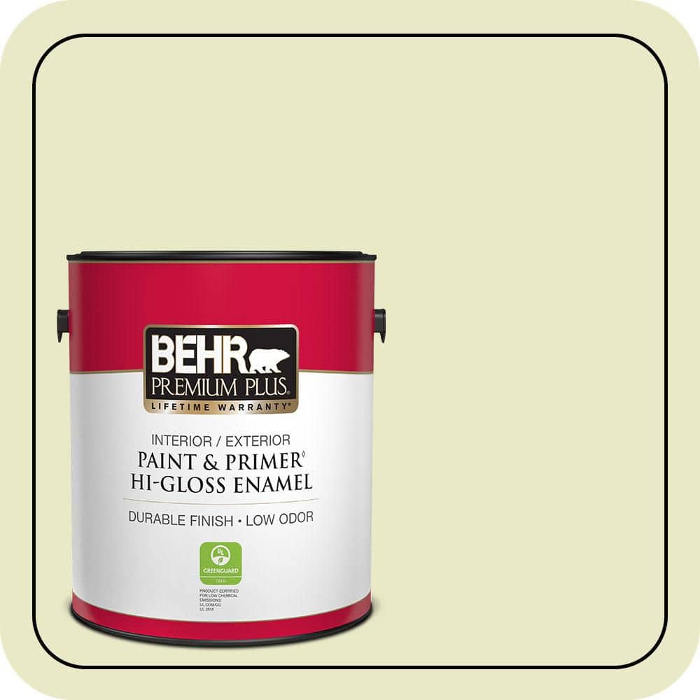 BEHR PREMIUM PLUS 1 gal. #PPU9-16 Pale Celery Hi-Gloss Enamel Interior ...