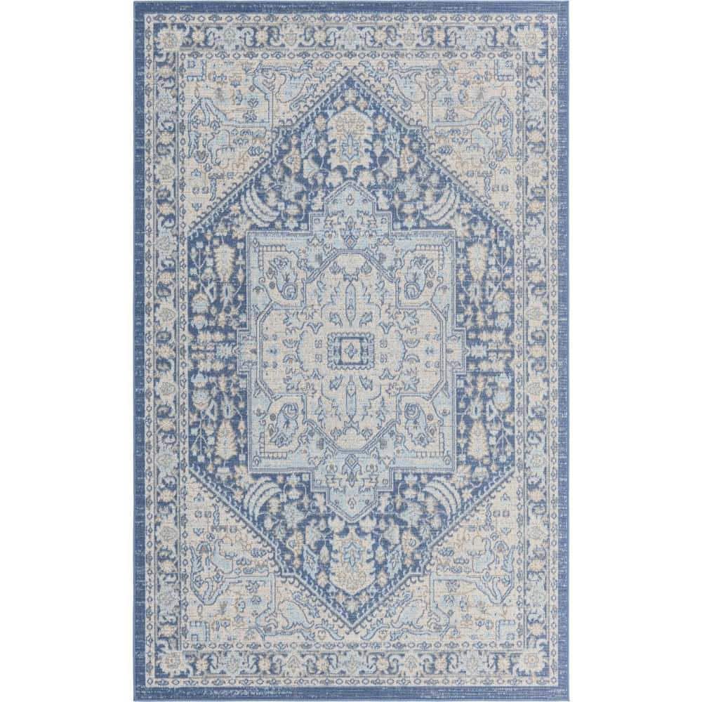 Unique Loom Whitney Milano French Blue 5 ft. 3 in. x 8 ft. Area Rug ...