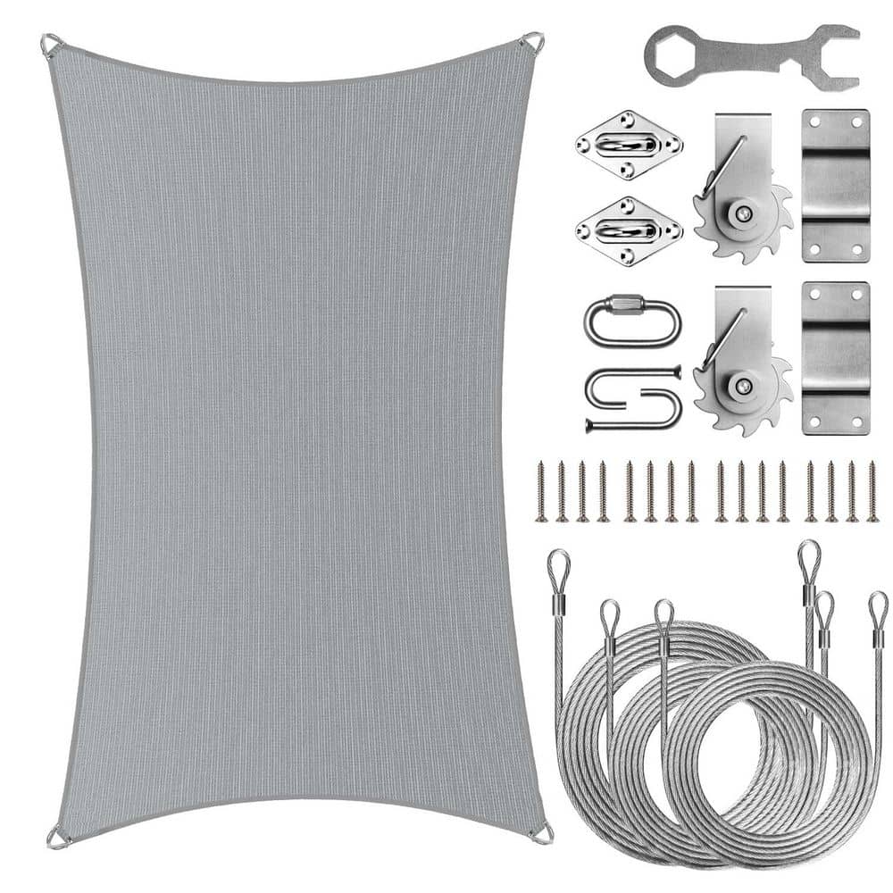 AMGO Pro Ring 16 ft. x 20 ft. Rectangle Sun Shade Sail with Hardware ...