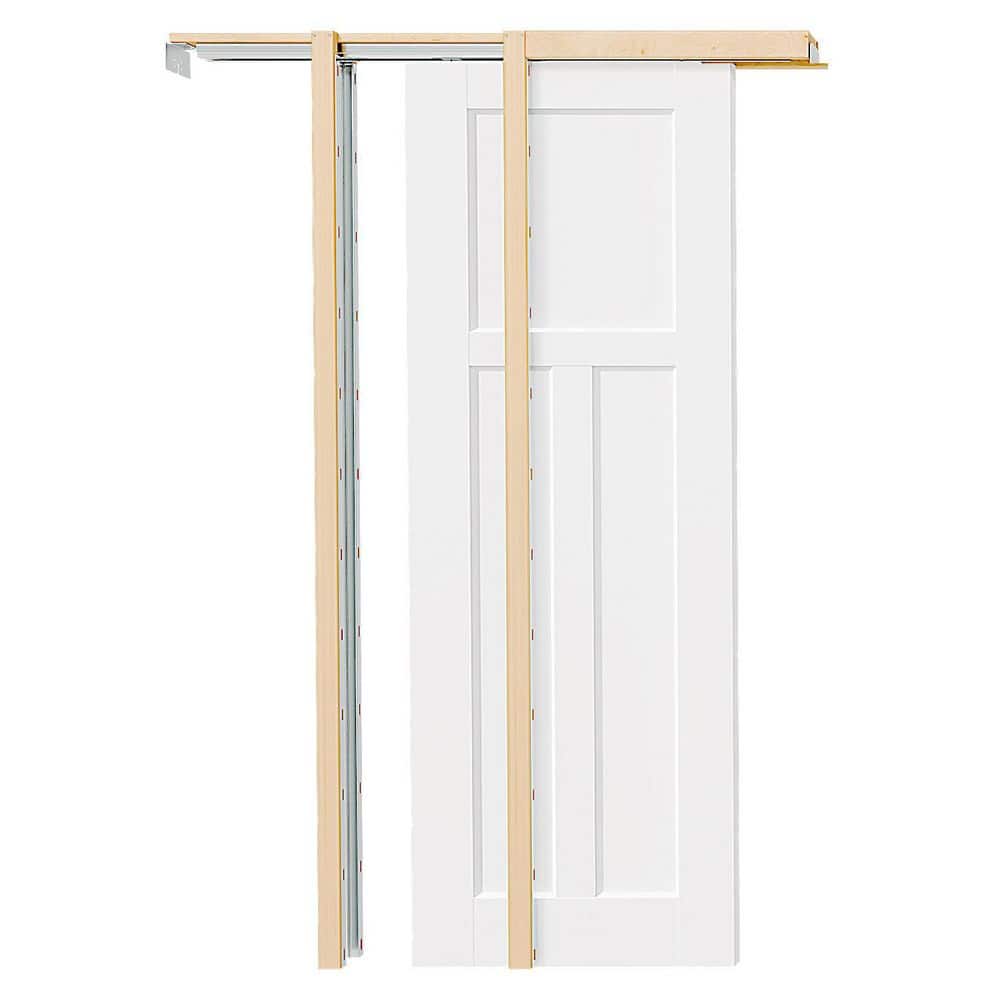 TENONER 28 in. x 80 in. Pre-assembled T-Shaped, 3 Panel, Composite, MDF ...