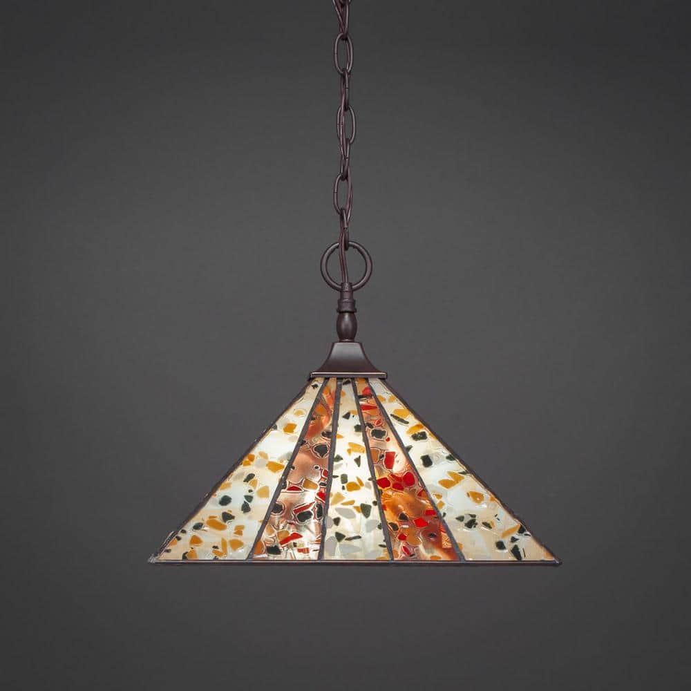 Kingston 100-Watt 1-Light Dark Granite Bowl Mini Pendant Light with ...