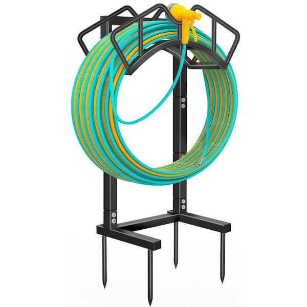 Garden Hose Holder, Heavy Duty Metal Water Hose Holder with 4-Spikes ...