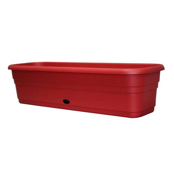 Southern Patio 23.75 in. x 7.75 in. Cherry Red Self Watering Plastic ...