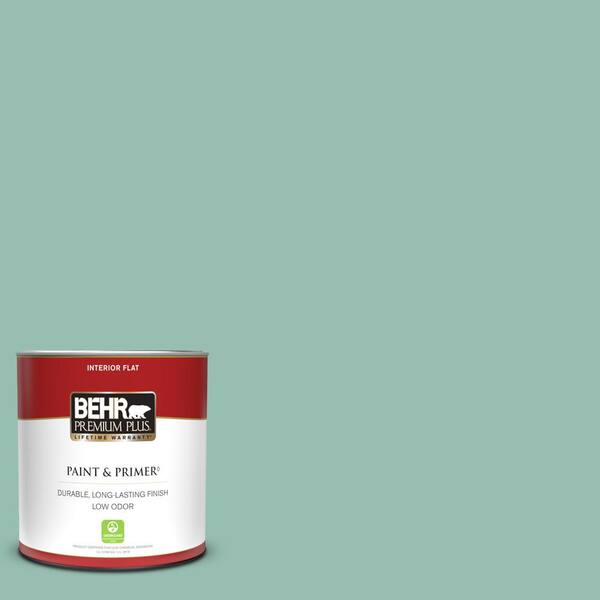 BEHR PREMIUM PLUS 1 qt. #PPU12-07 Spring Stream Flat Low Odor Interior ...