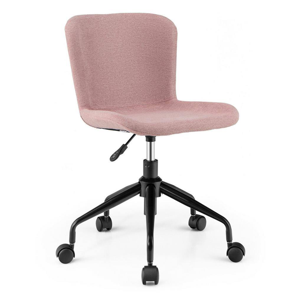 Gymax Mid Back Armless Office Chair Adjustable Swivel Linen Task Chair ...