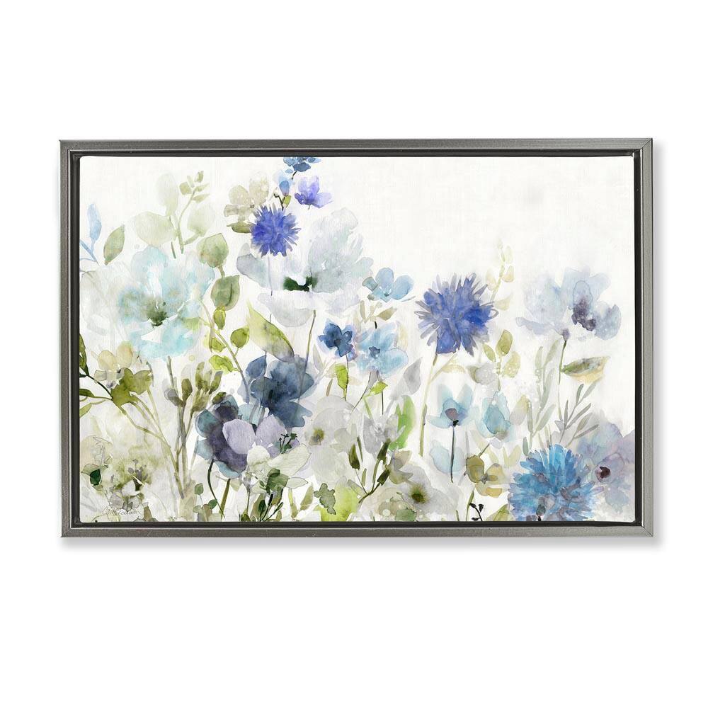 Stupell Industries Blue Opaque Flower Layers by Carol Robinson Gray ...