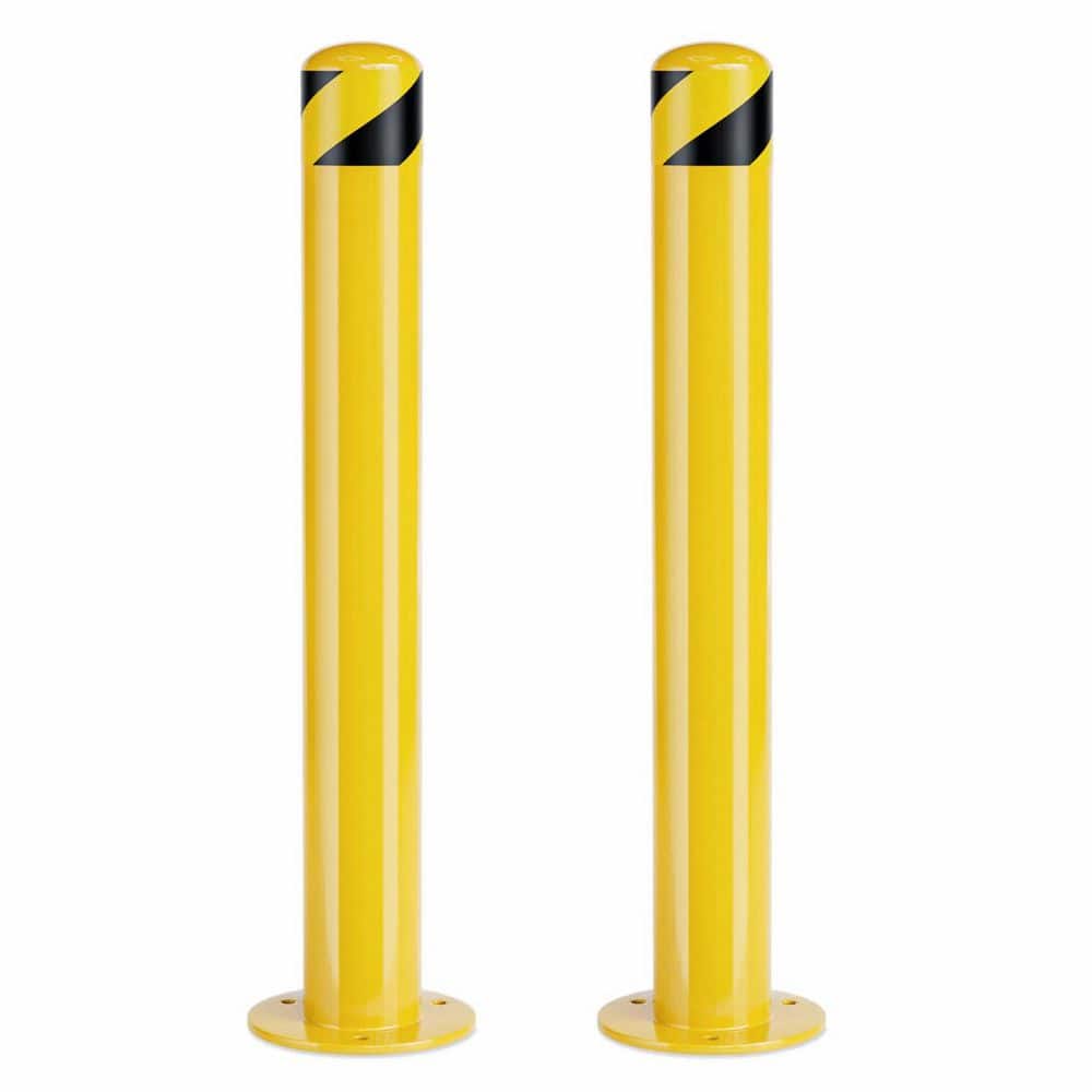 cadeninc 36 in. H x 3.5 in. D Yellow Steel Safety Bollard Post w/Anchor ...