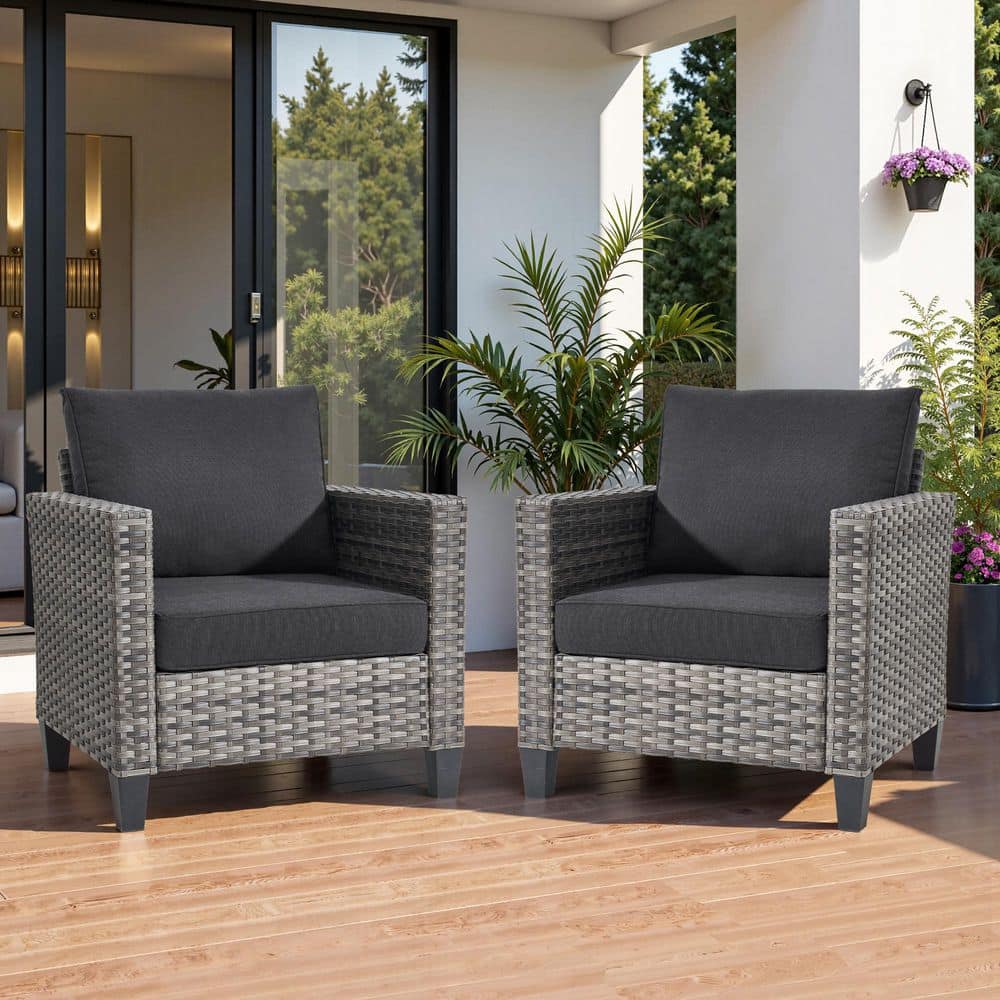 Caodoc Audrey Gray 2-Piece Wicker Single Outdoor Lounge Chair Single ...