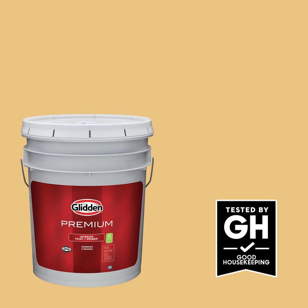 Glidden Premium 5 gal. PPG1208-4 Gold Buff Eggshell Interior Paint ...