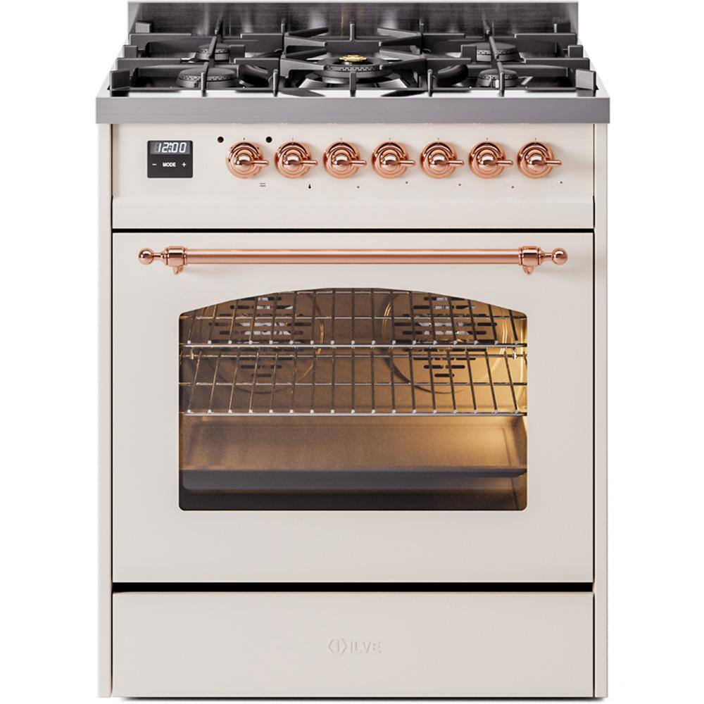 ILVE Nostalgie II 30 in. 5 Burner Freestanding Dual Fuel Liquid Propane ...