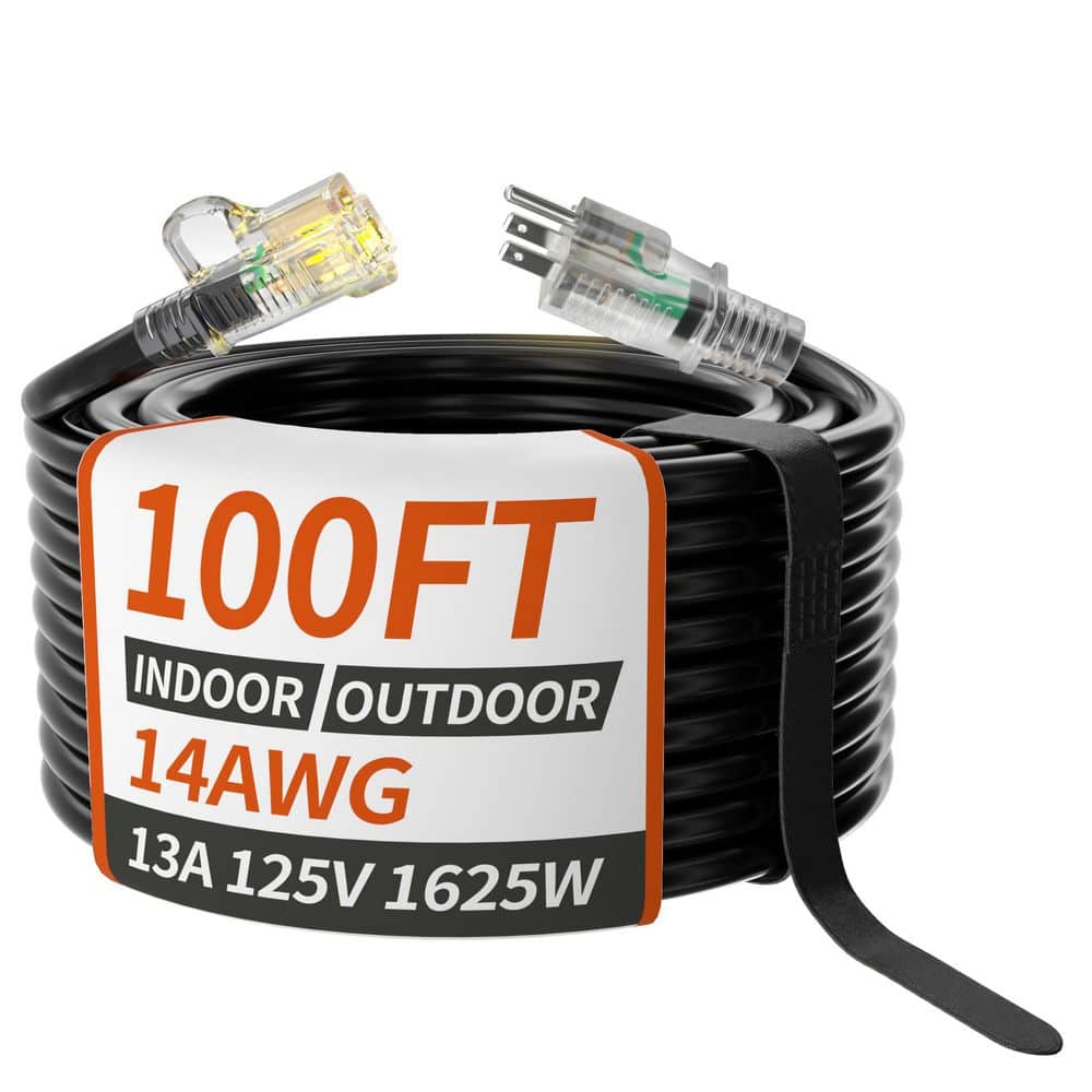 100 ft. 1625W-Gauge 1-Conductor Outdoor Waterproof Extension Cord with ...