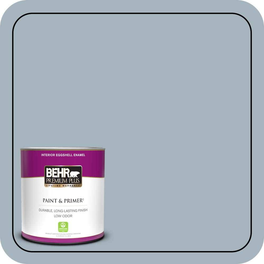 BEHR PREMIUM PLUS 1 qt. #N480-3 Shadow Blue Eggshell Enamel Low Odor ...