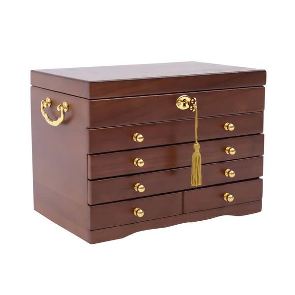 YIYIBYUS Walnut Color Jewelry Box Organizer Box of Solid Wood with ...