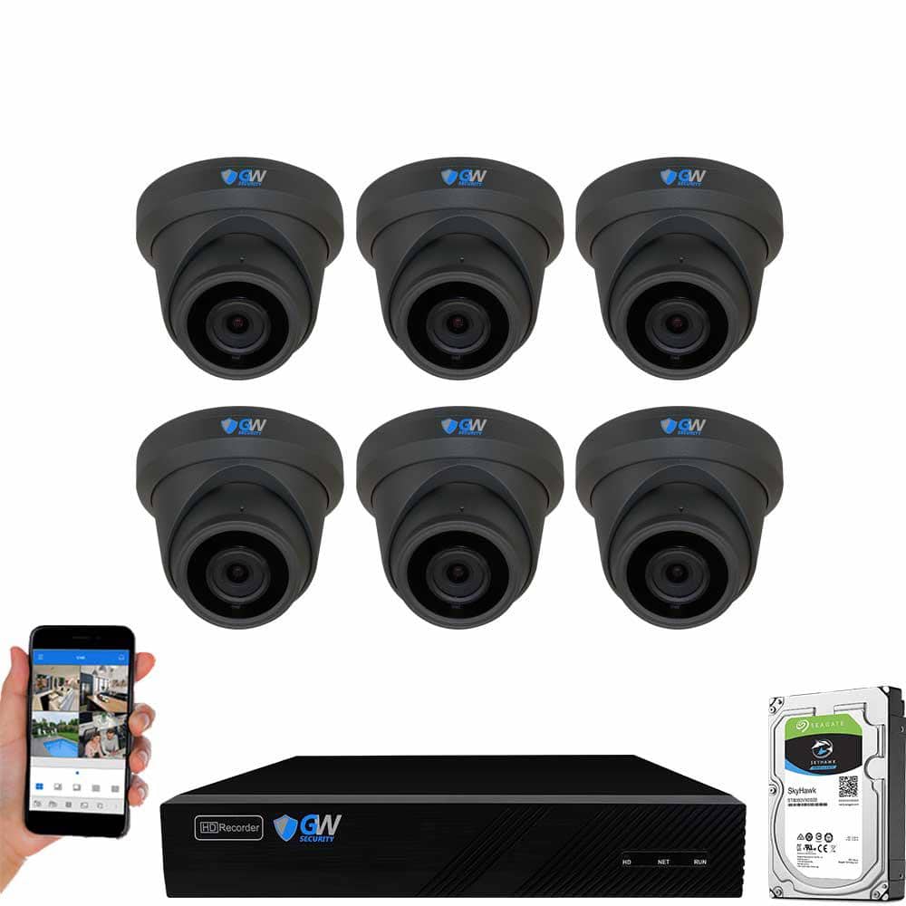 GW Security 8-Channel 8MP 2TB NVR Security Camera System 6 Wired Turret ...