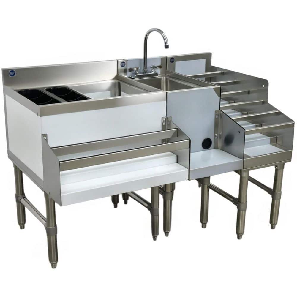 Elite Kitchen Supply Satin 18 Gauge Stainless Steel 48.3 in. 2-Hole ...