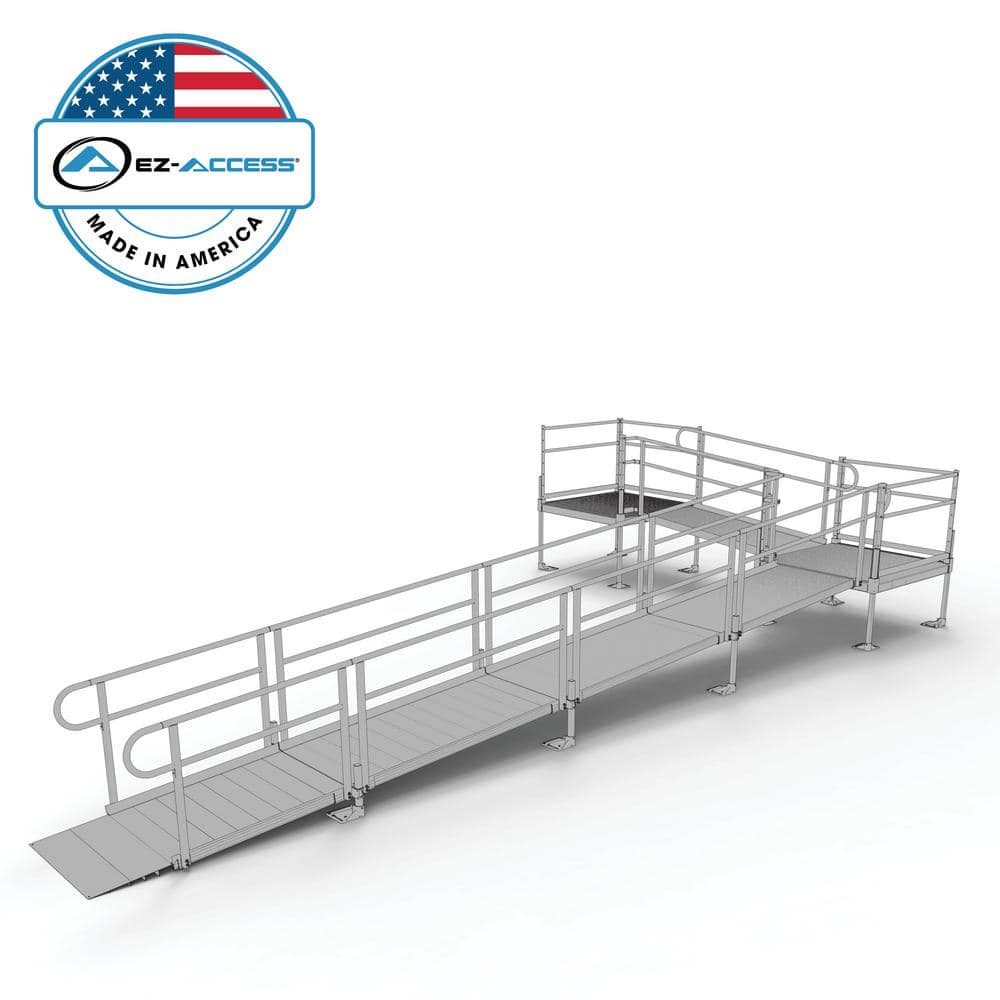 EZ-ACCESS PATHWAY 28 ft. L-Shaped Aluminum Wheelchair Ramp Kit with ...