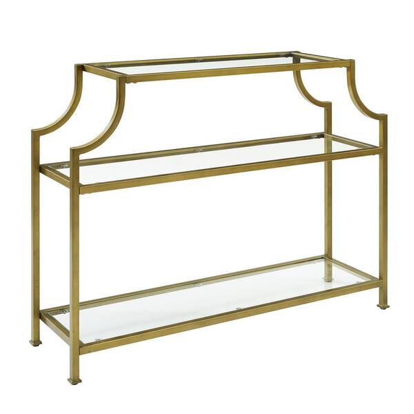 CROSLEY FURNITURE Aimee 43 in. Gold Standard Rectangle Glass Console ...